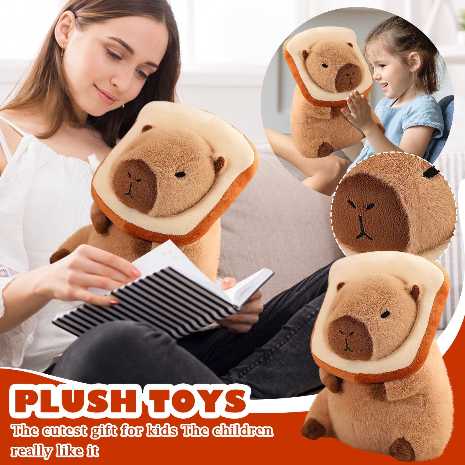 Esterze Capybara Plush Toys, Cute Charming Capybara in Bread Pillows ...