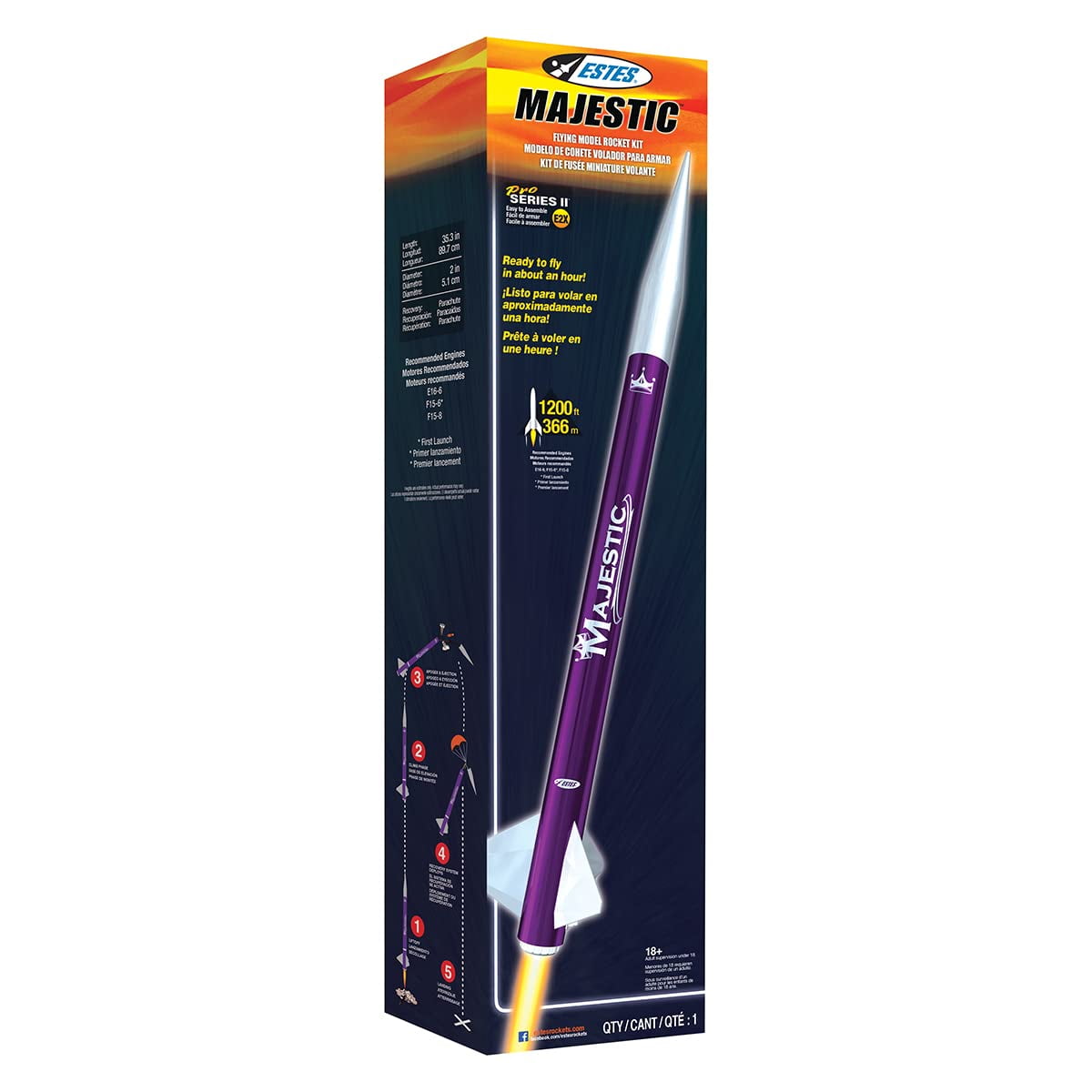 Estes 9707 Majestic Pro Series II E2X Flying Model Rocket Kit - Walmart.com
