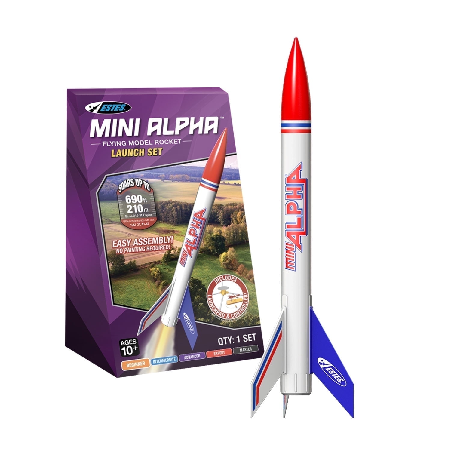 Estes Mini Alpha Model Rocket Launch Set, Beginner Skill Level Kit with ...