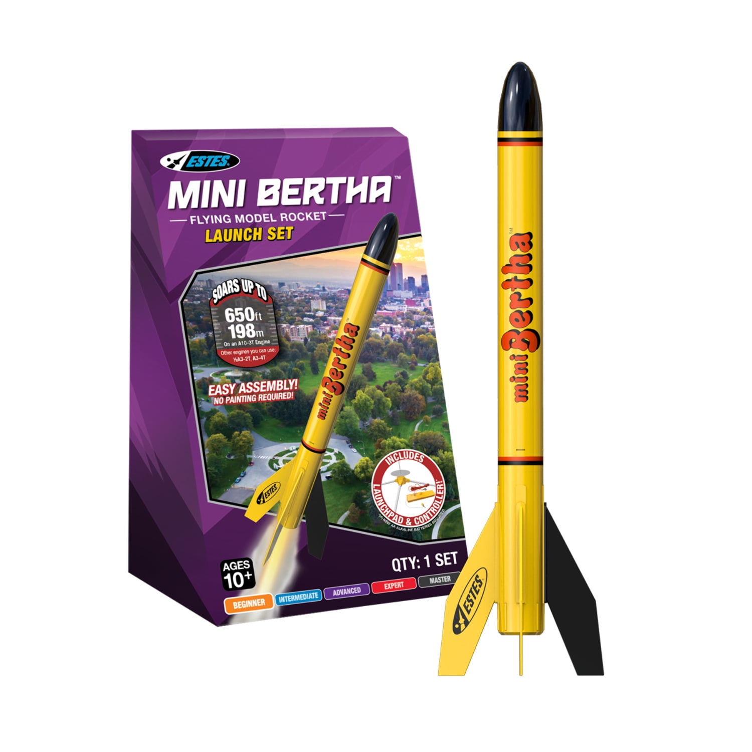 Estes Mini Bertha Model Rocket Launch Set, Beginner Skill Level Kit ...