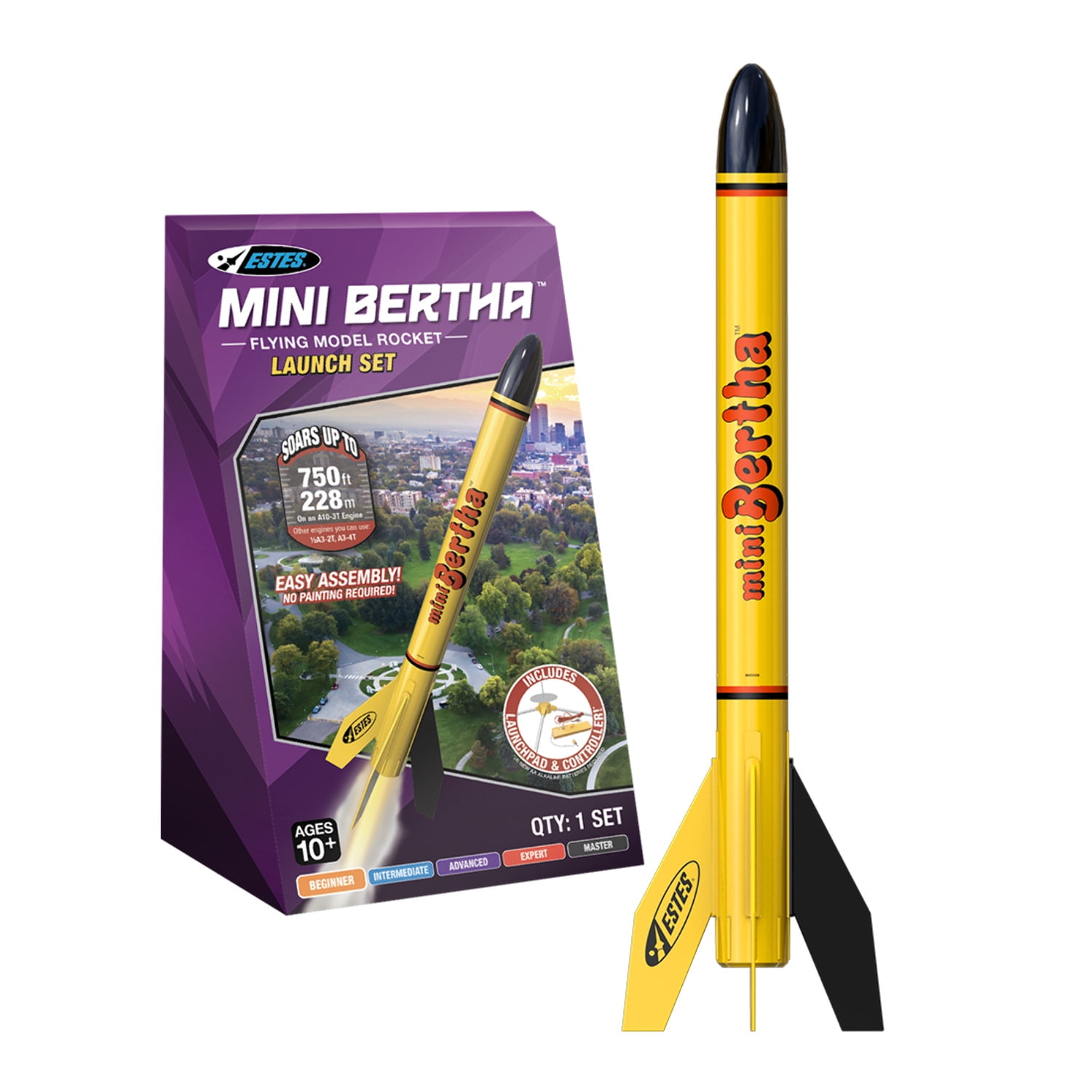 Estes Mini Bertha Model Rocket Launch Set, Beginner Skill Level Kit ...
