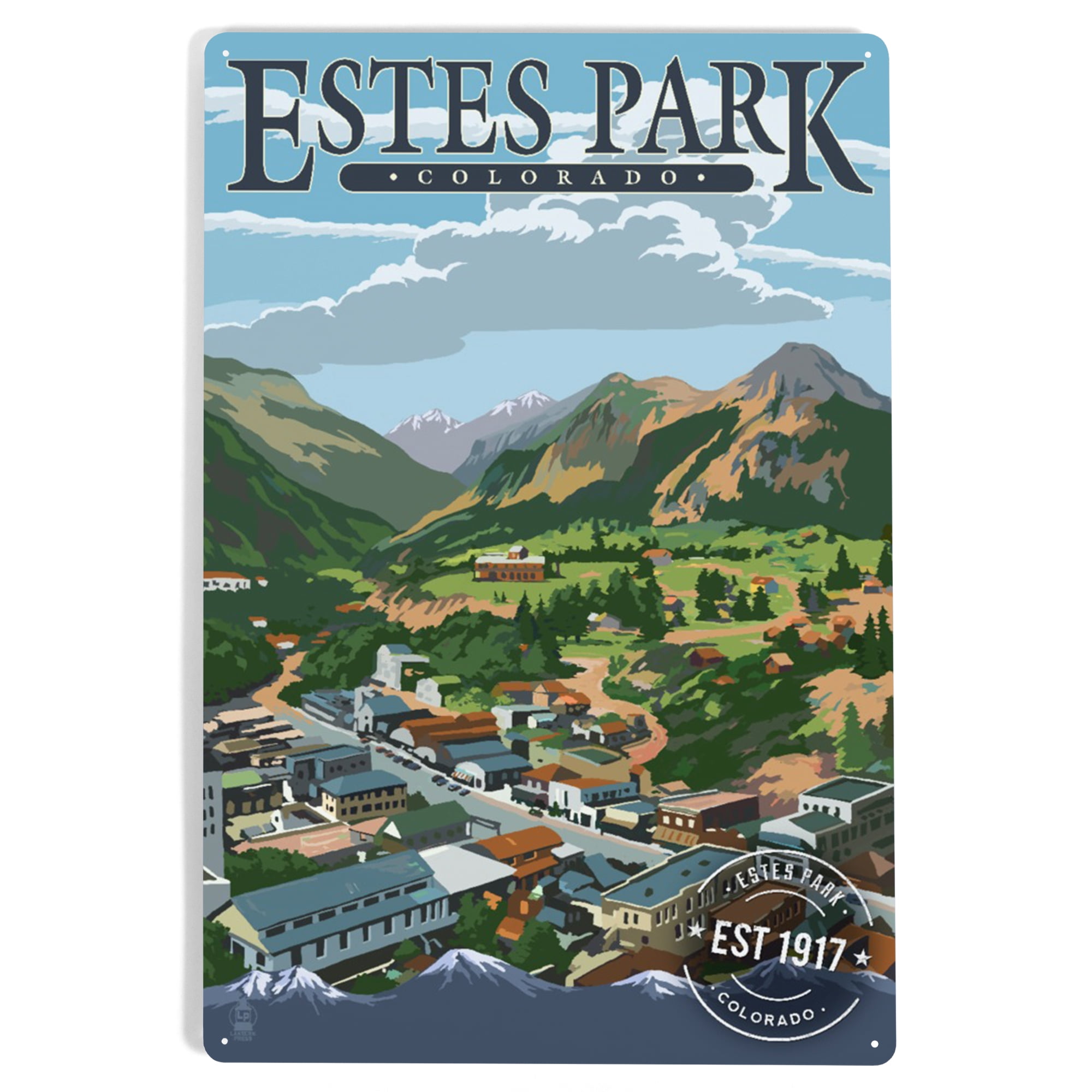 Estes Park, Colorado, Centennial, Town View (12x18 Aluminum Art, Indoor ...