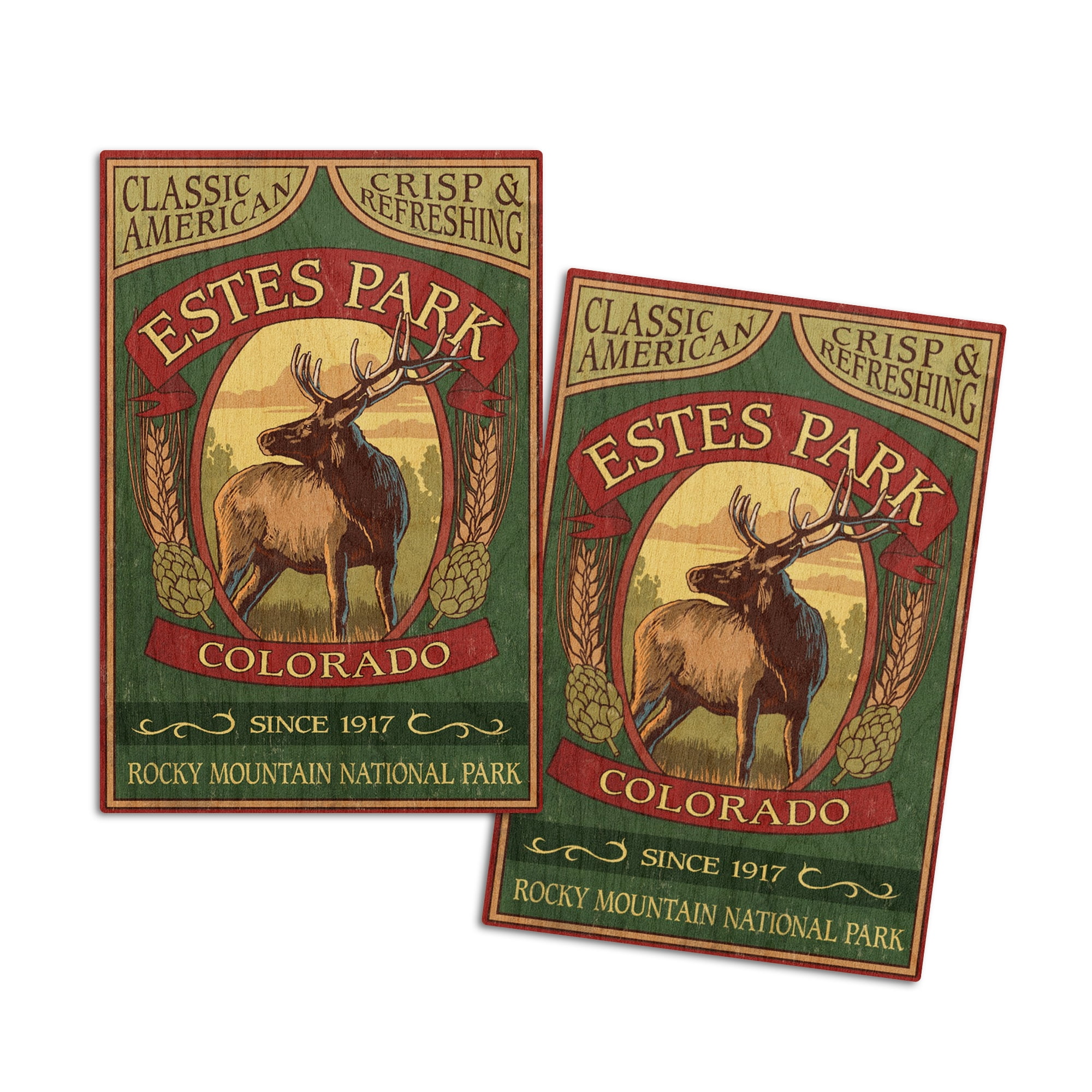 Estes Park, Colorado, Elk Head Pale Ale Vintage Sign (4x6 Birch Wood ...
