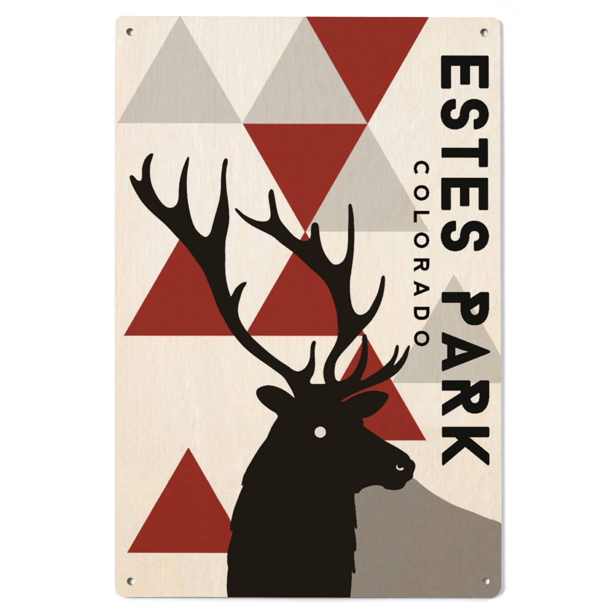 Estes Park, Colorado, Elk and Triangles Birch Wood Wall Sign (6x9 ...