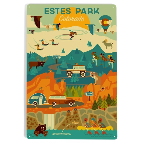 Estes Park, Colorado, Geometric (12x18 Aluminum Art, Indoor Outdoor ...