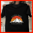 Estes Park Colorado Retro Sunset Mountain Pine Trees Vintage Graphic T ...