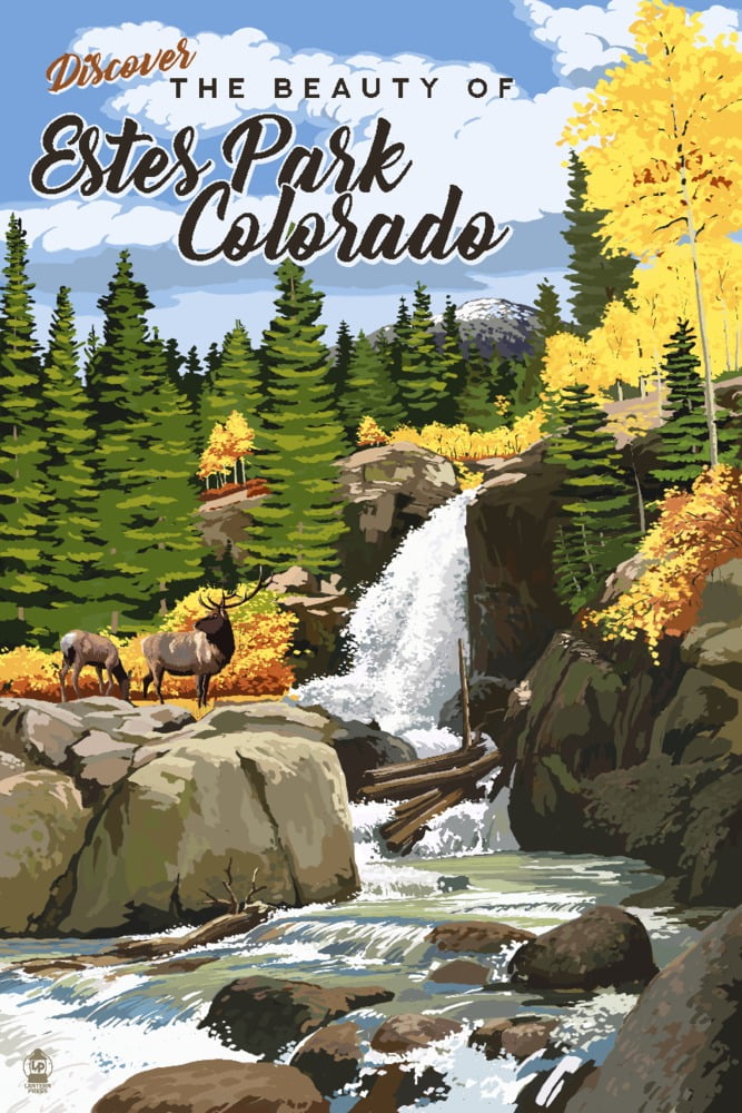 Estes Park, Colorado, Waterfall (16x24 Giclee Gallery Art Print, Vivid ...