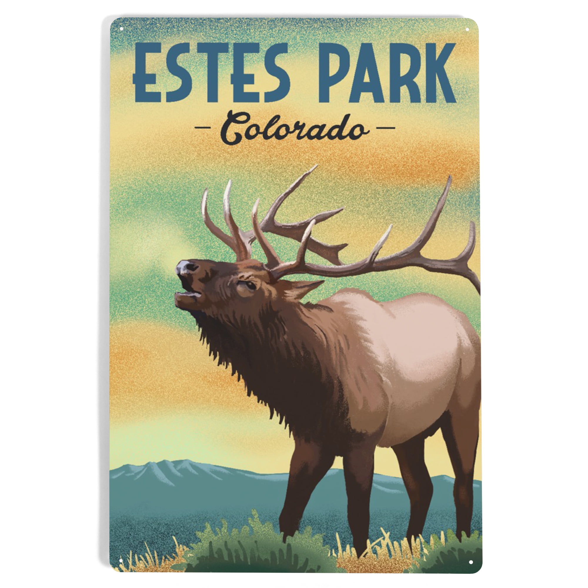 Estes Park, Elk, Lithograph (12x18 Aluminum Art, Indoor Outdoor Metal ...