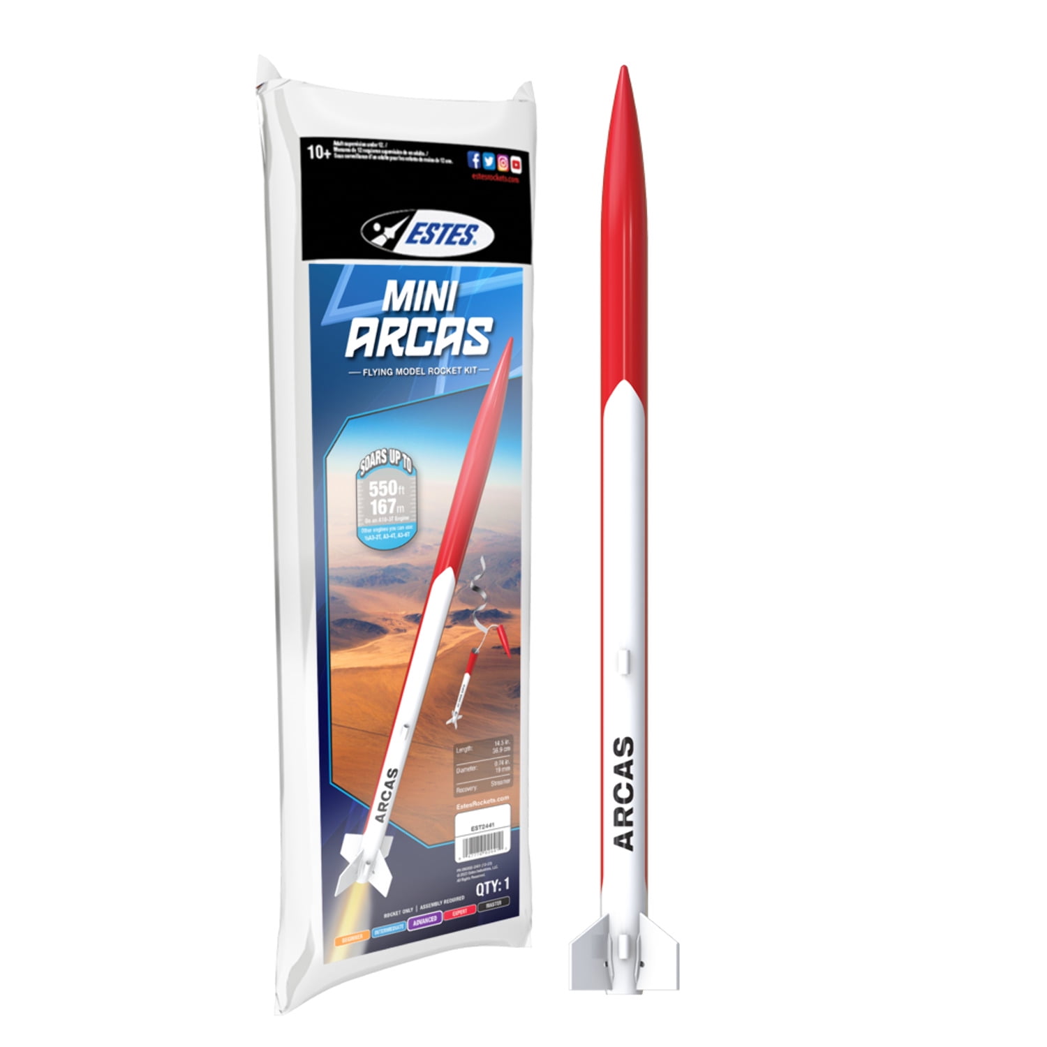 Estes 2441 Mini Arcas Model Rocket Kit - Walmart.com
