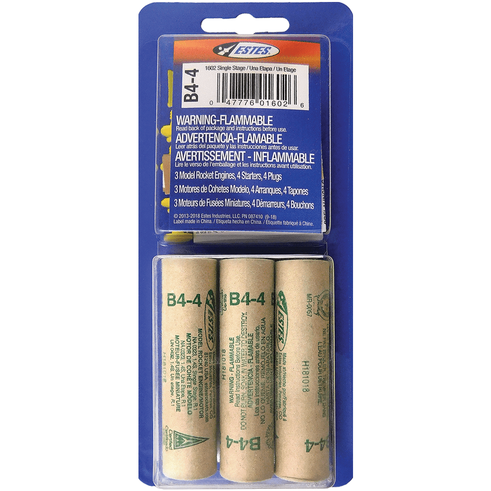 Estes Rockets B4-4 Engines 3 Pack EST10019/ EST1602 - Walmart.com