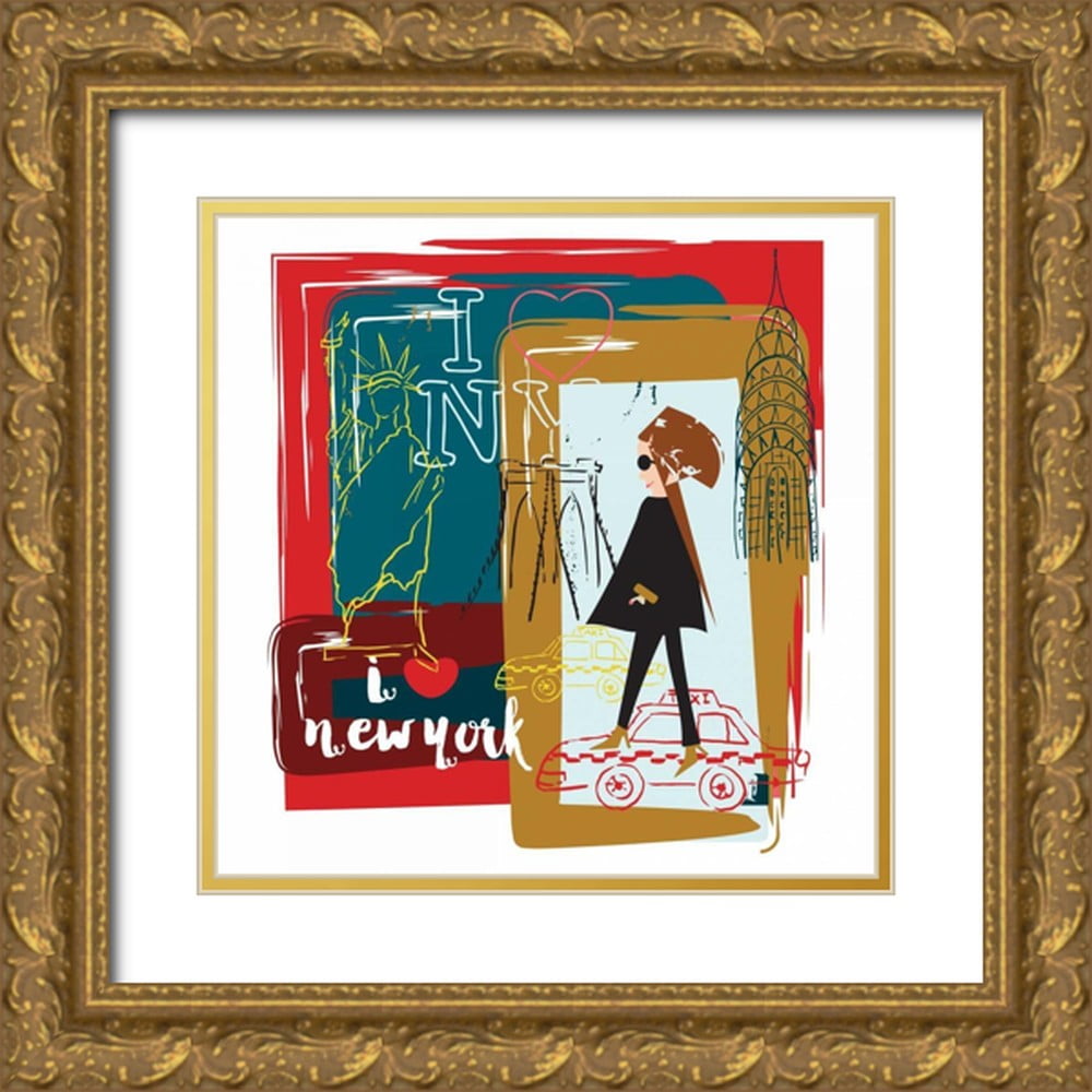 Esther Bley Designs 15x15 Gold Ornate Wood Framed with Double Matting ...