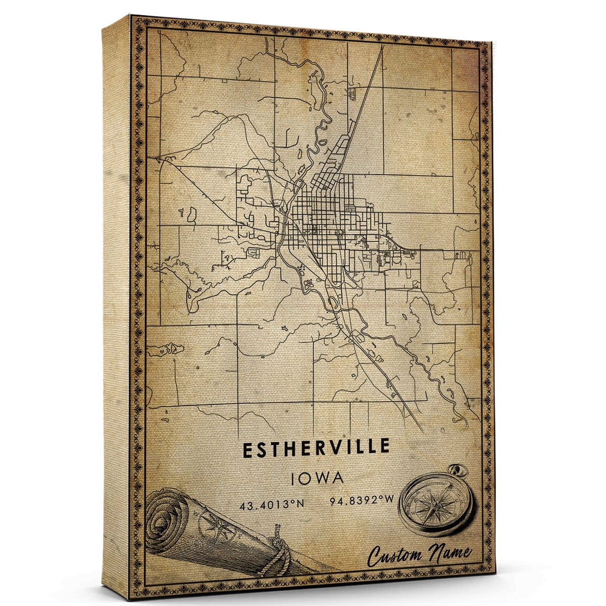 Estherville Map Poster, Iowa Map Art Poster, Canvas, Estherville Map ...