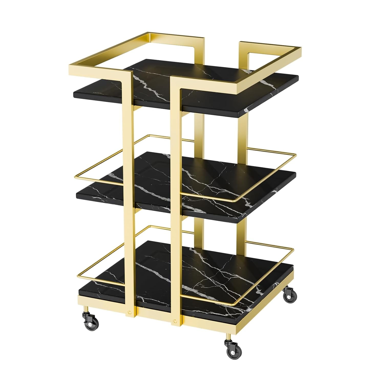 Esthetician Cart with Wheels Utility Salon Rolling Trolley, Black Gold ...