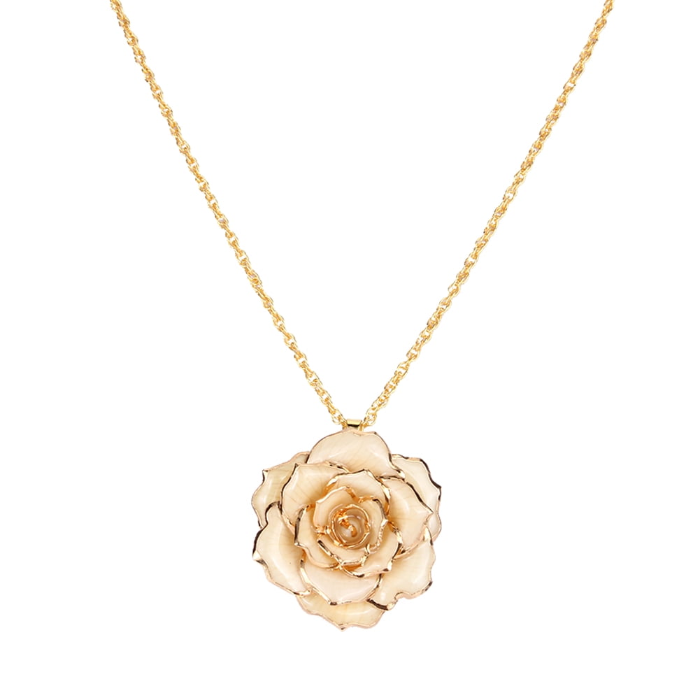 Estink Rose Flower Necklace for Mom Friend 30mm Golden Necklace Chain ...