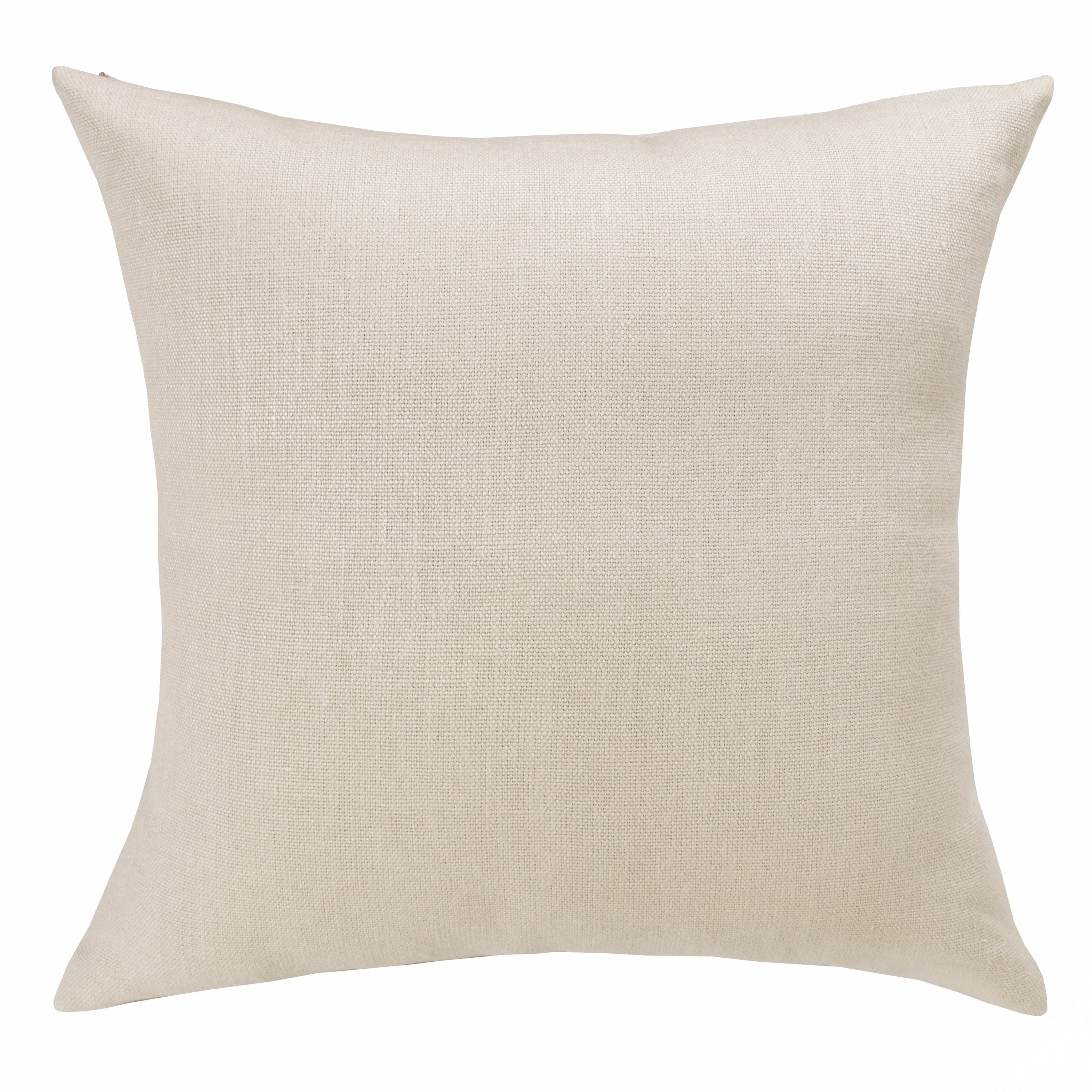 Estonia Hand-Woven Solid Linen Throw Pillow, Cream, 20" x 20", Count ...