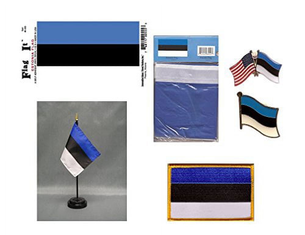 Estonia Heritage Flag Pack - Includes a Estonian 3x5' Flag, Vinyl Flag Decal, One Single & One ...