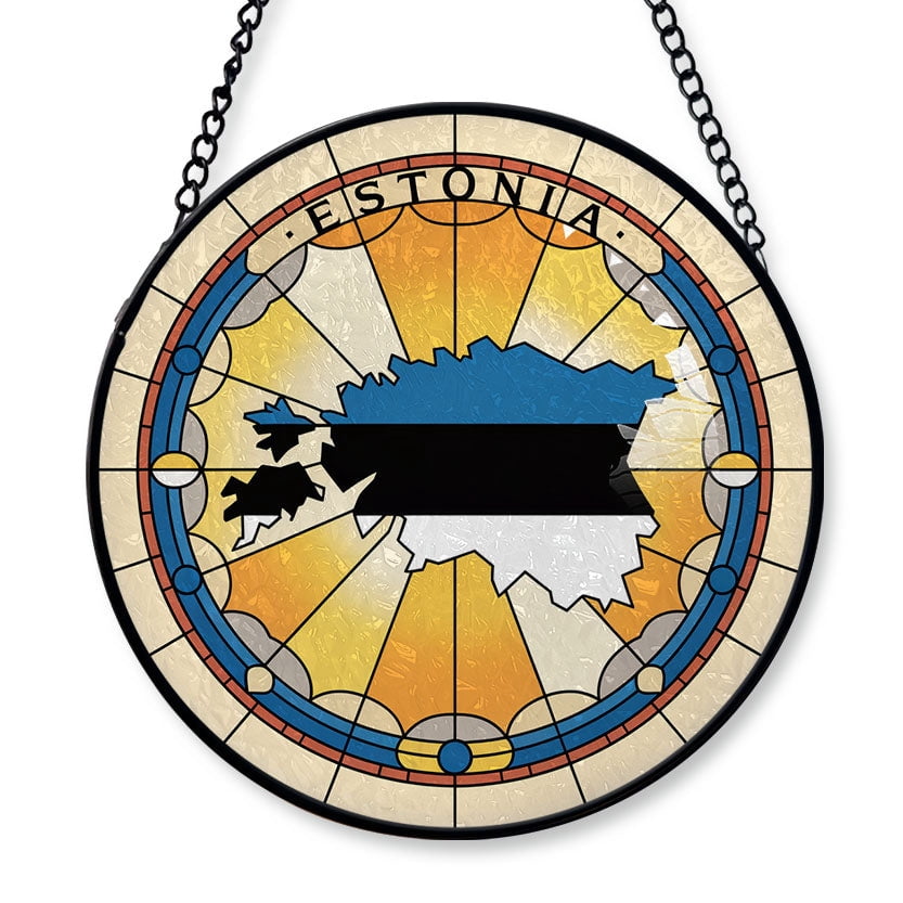 Estonia Travel Decor Suncatcher Stained Glass Window Hanging, Gift for ...