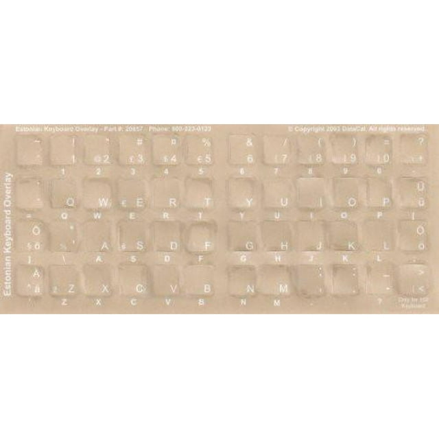 Estonian Keyboard Stickers - Labels - Overlays with White Characters ...