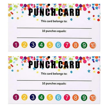 Punch Cards (Pack of 100) Incentive Loyalty Reward Card for Classroom ...