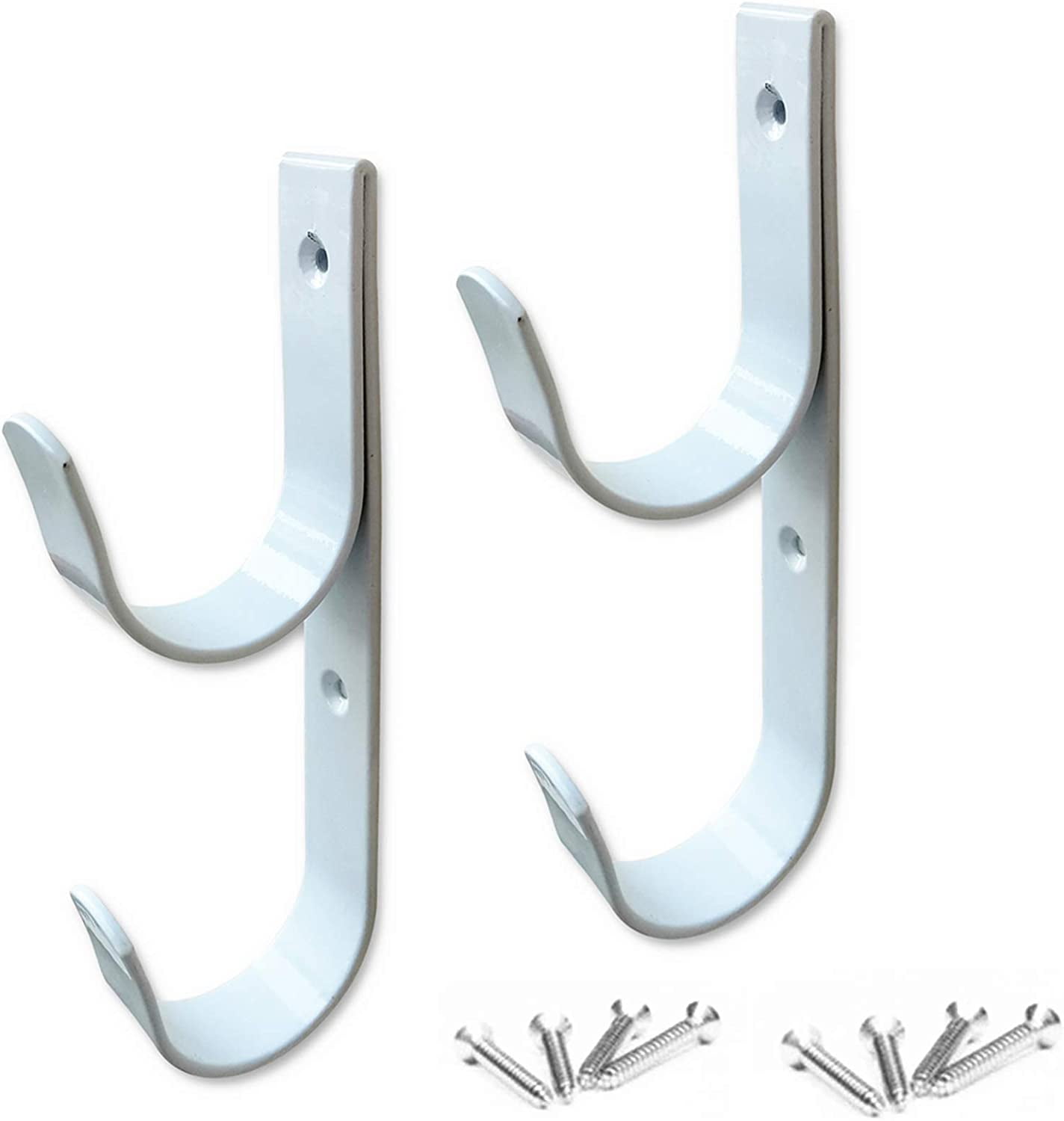 Set of 2 white aluminum swimming pool rod hooks with screws - ideal for ...