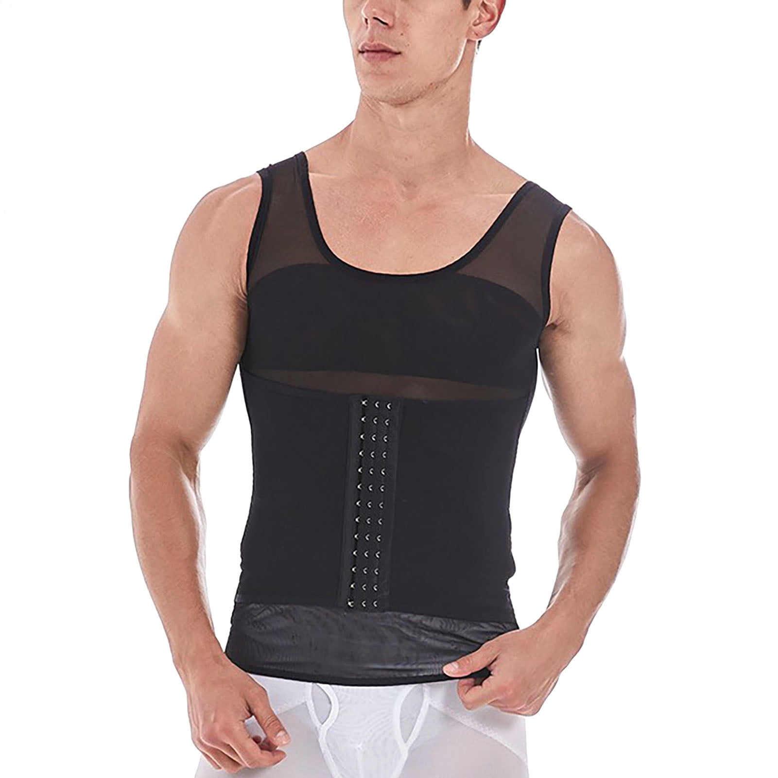 Estrela Tight Compression Shirt Pure Color Hook Eye Nylon Men Body ...