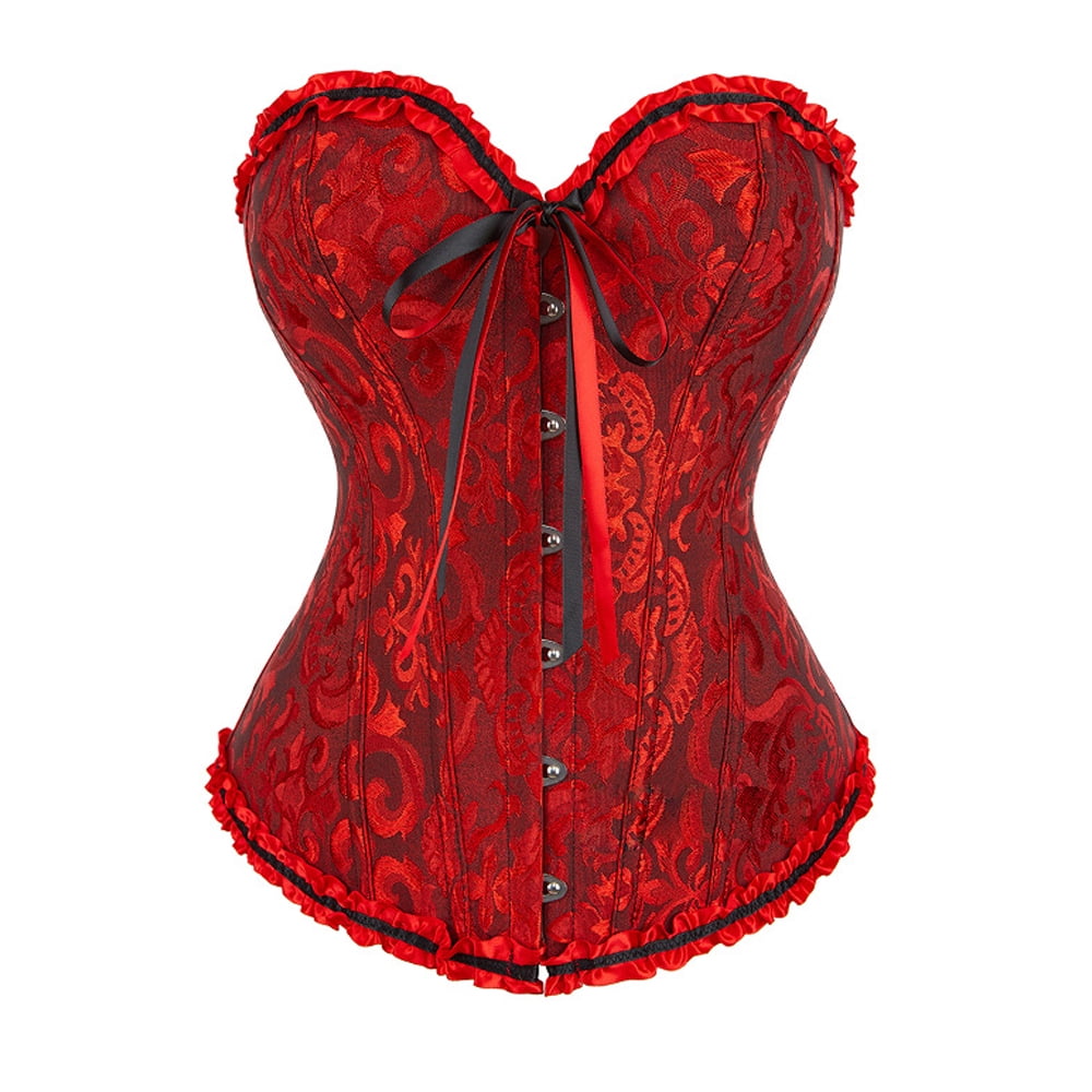 Estrela Women's Lace Up Boned Overbust Corset Bustier Lingerie ...