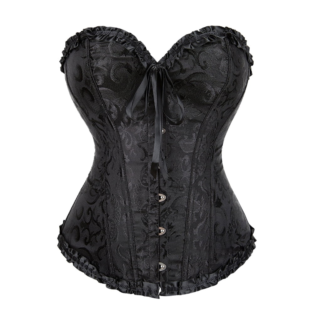 Estrela Women's Lace Up Boned Overbust Corset Bustier Lingerie ...