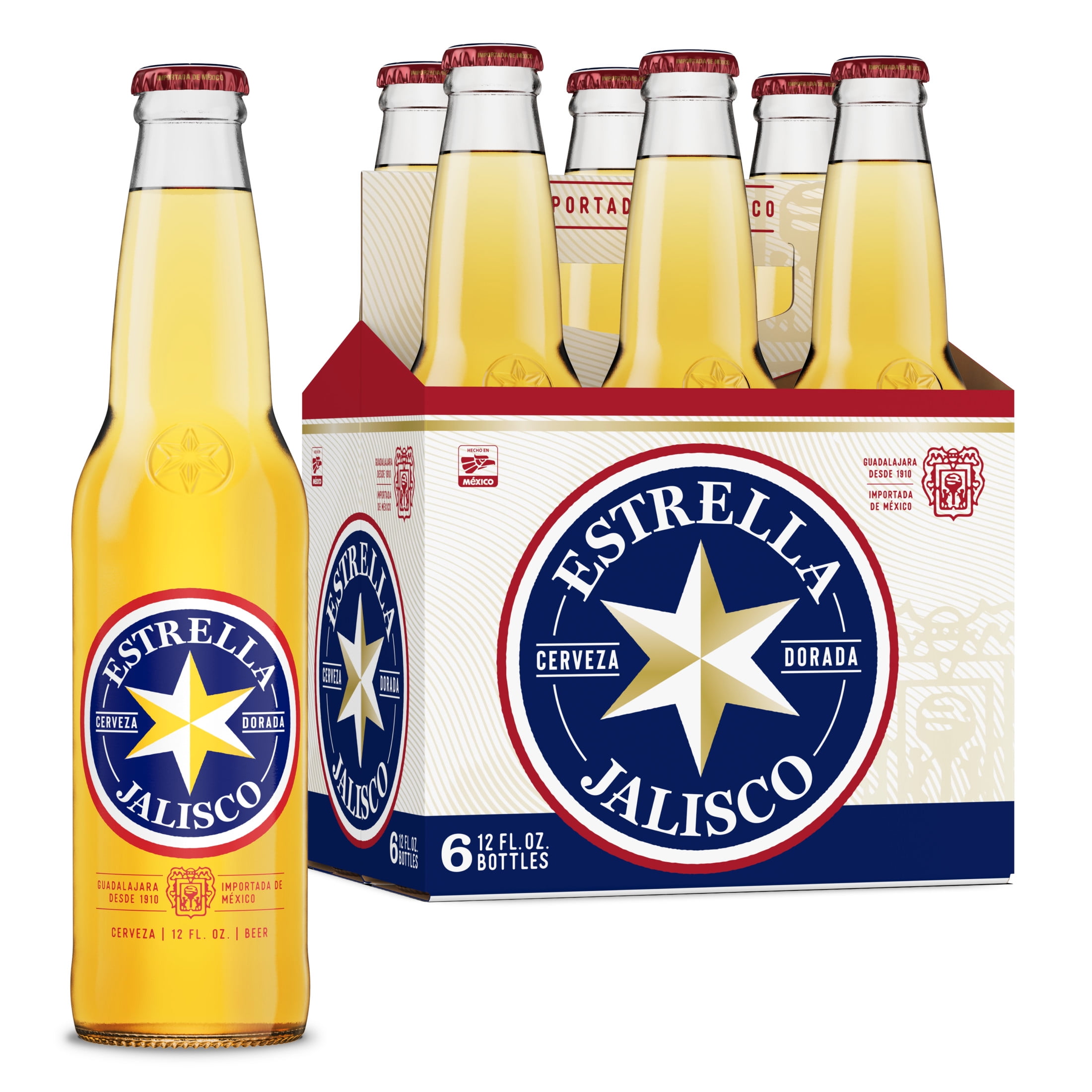 Estrella Jalisco Mexican Import Beer, 6 Pack 12 fl. oz. Glass Bottles ...