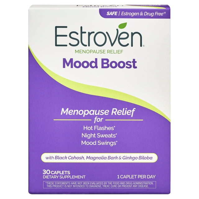 Estroven Mood Boost for Menopause Relief Caplets with Black Cohosh, 30 ...