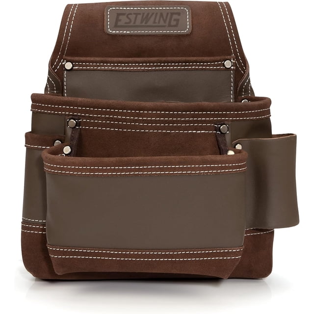 Estwing Contractor's Tool Belt Work Pouch, 7 Pockets, Leather ...