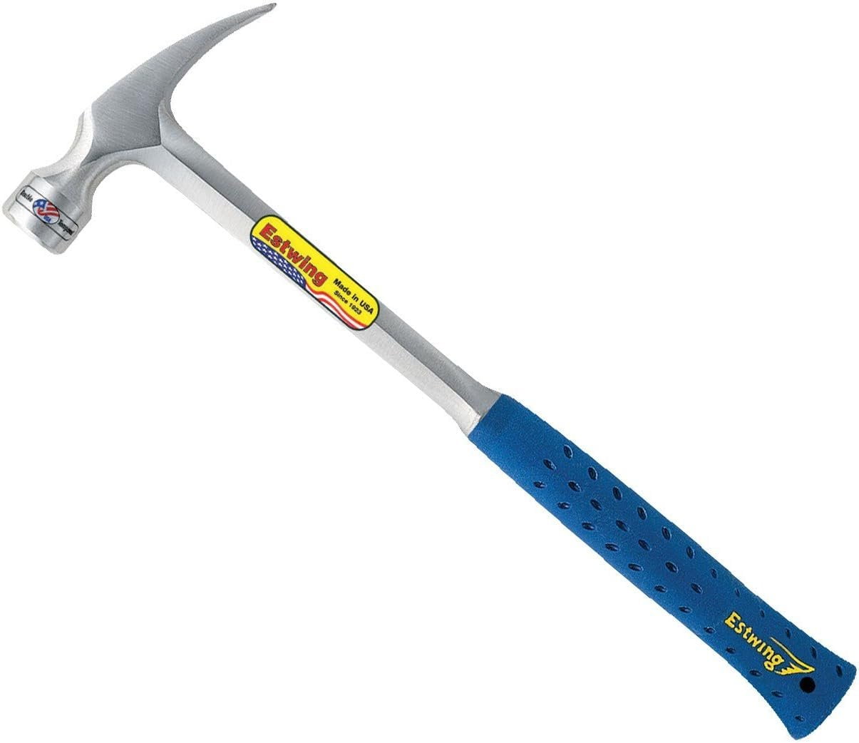 Framing Hammer, Rip Claw, Smooth, Steel Handle/Head, Blue Shock ...