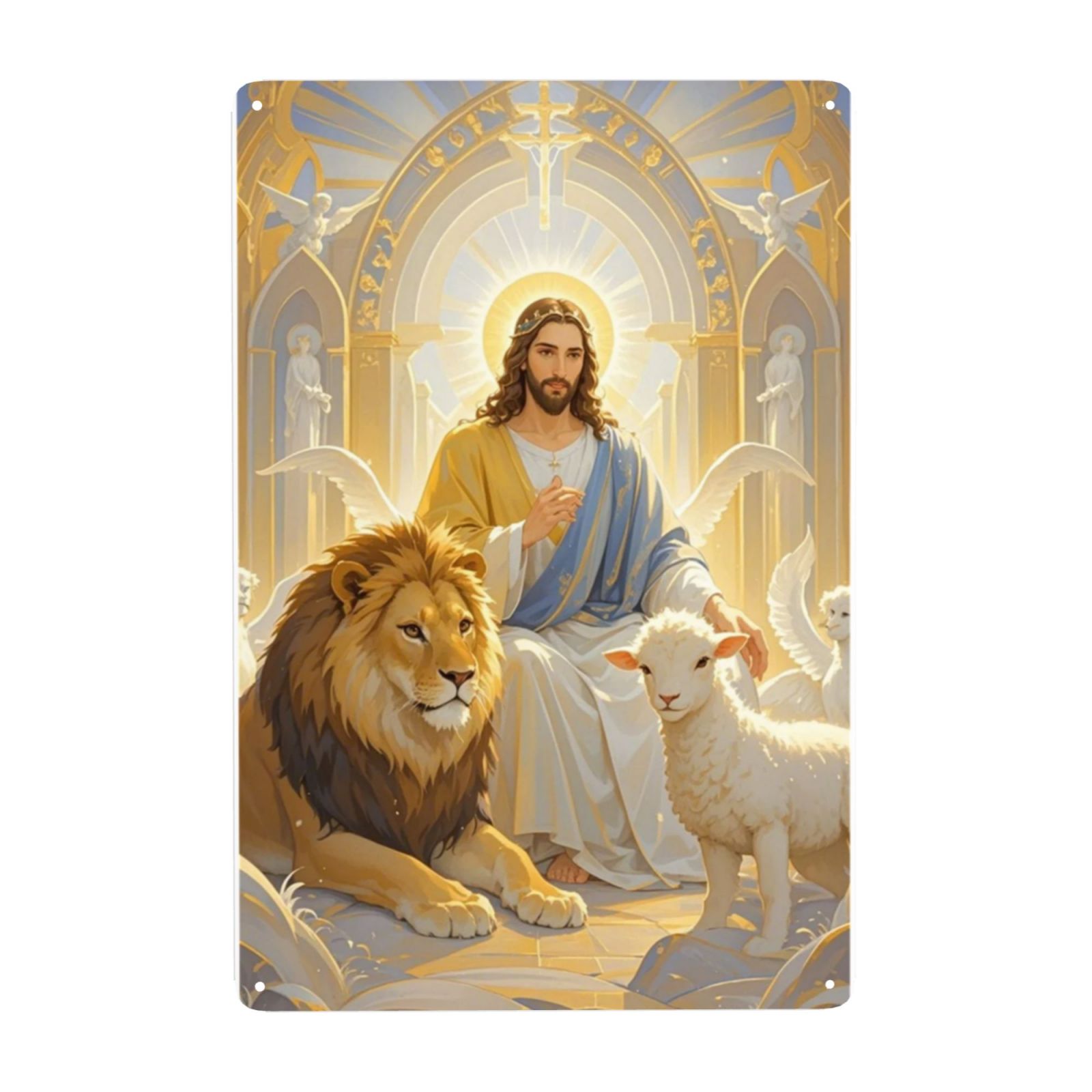 Esus Tin Signs Jesus Lion Cartoon Drawing Metal Sign Wall Art For Home ...