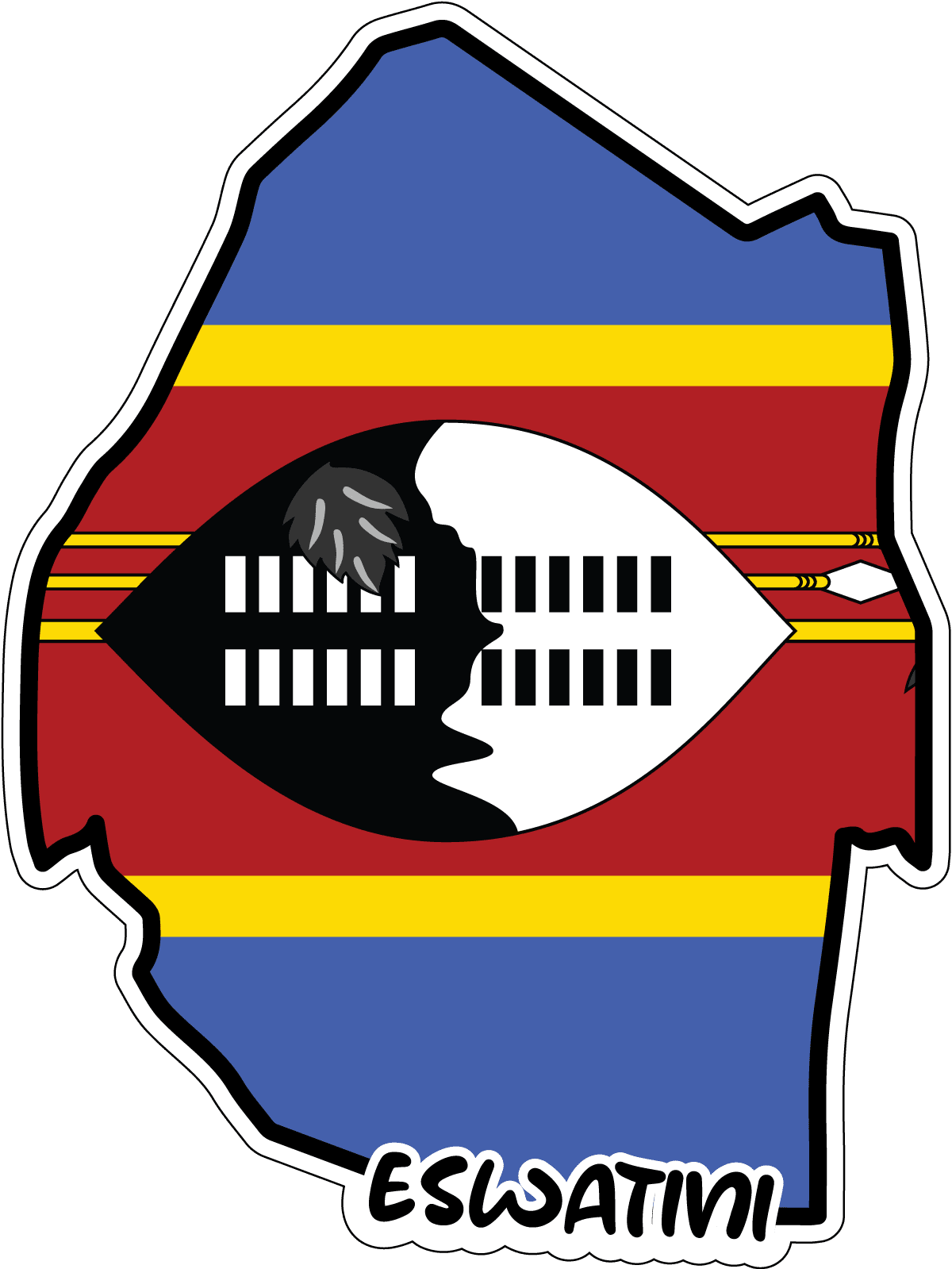 Eswatini Map Flag Sticker Decal 4 Inches - 4 inch - Walmart.com