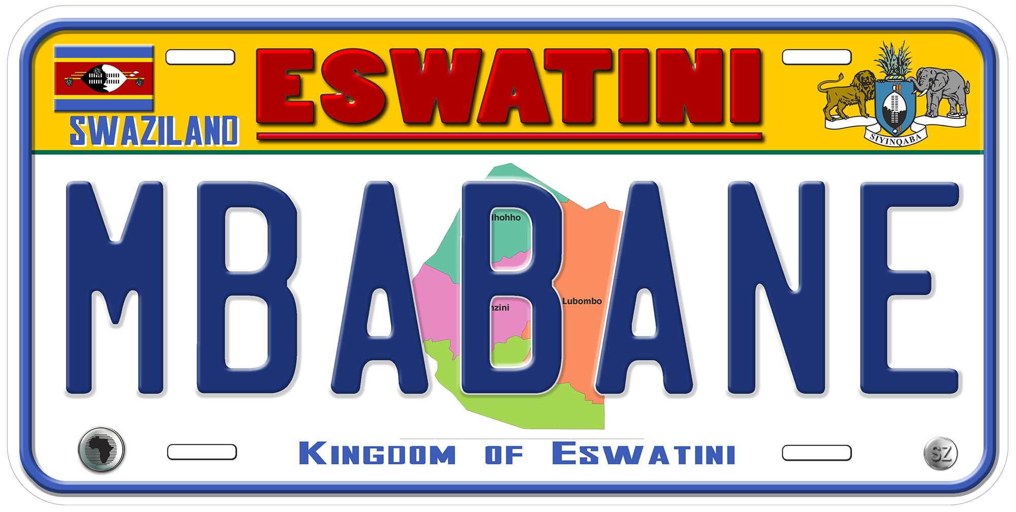 Eswatini Mbabane Custom Novelty Car License Plate - Walmart.com