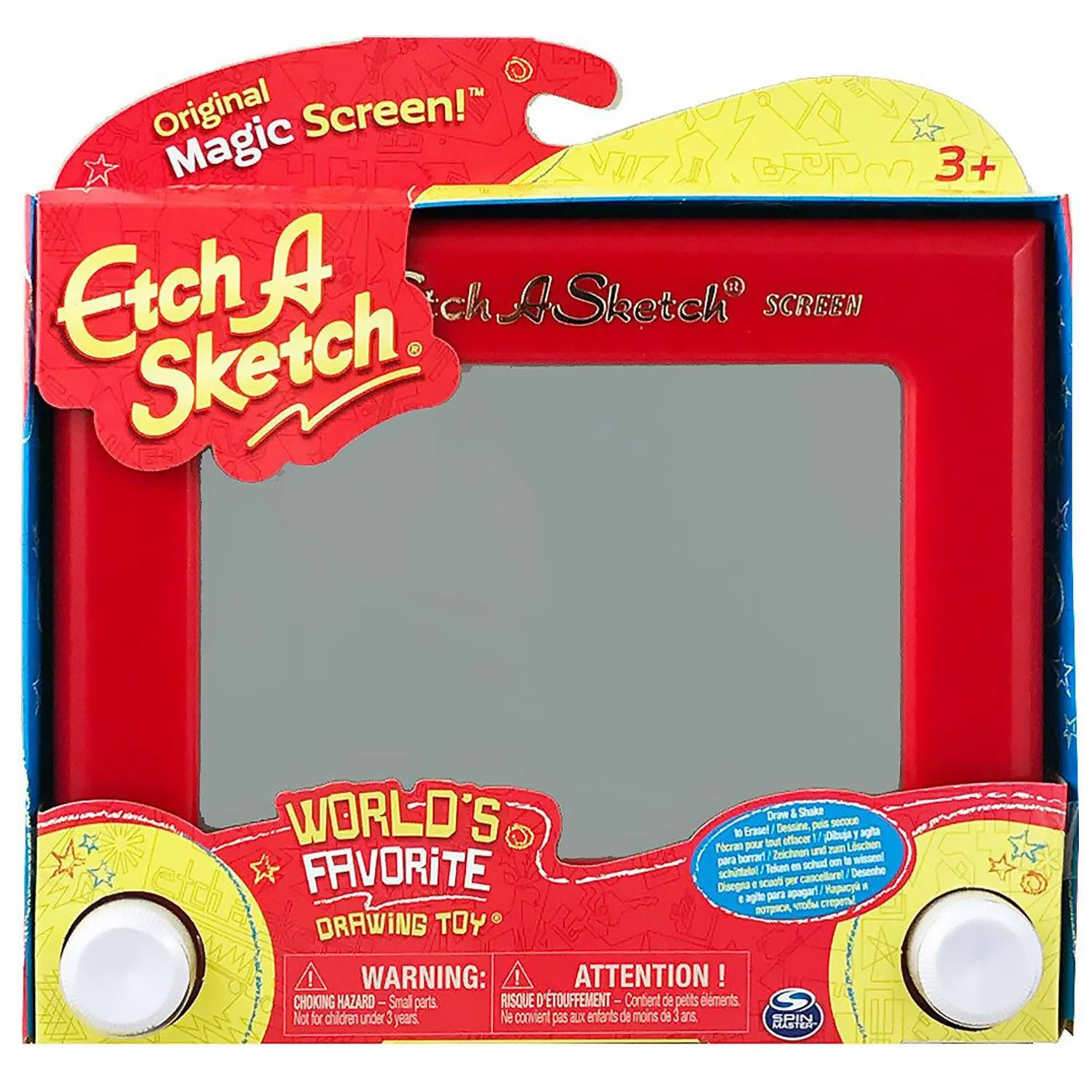 Etch A Sketch Original Drawing Doodle Toy With Retro Red Frame And