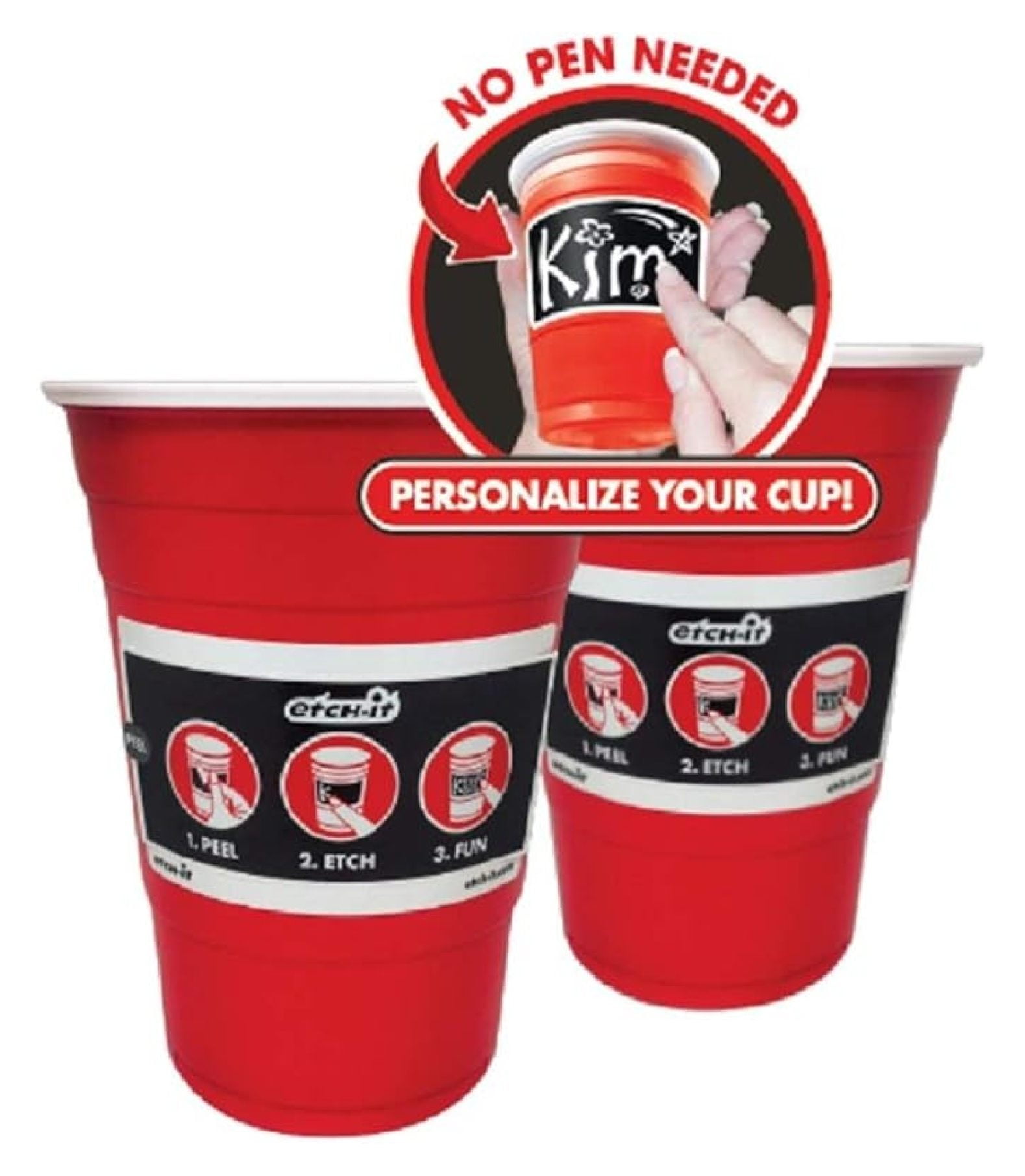 Etch-It Red Write-On 16 Ounce Party Cups 20 Count 3 Packages Total 60 ...