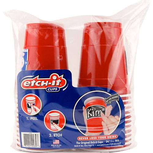 Etch-it Cups 24 Count RED Item #24RED - Walmart.com