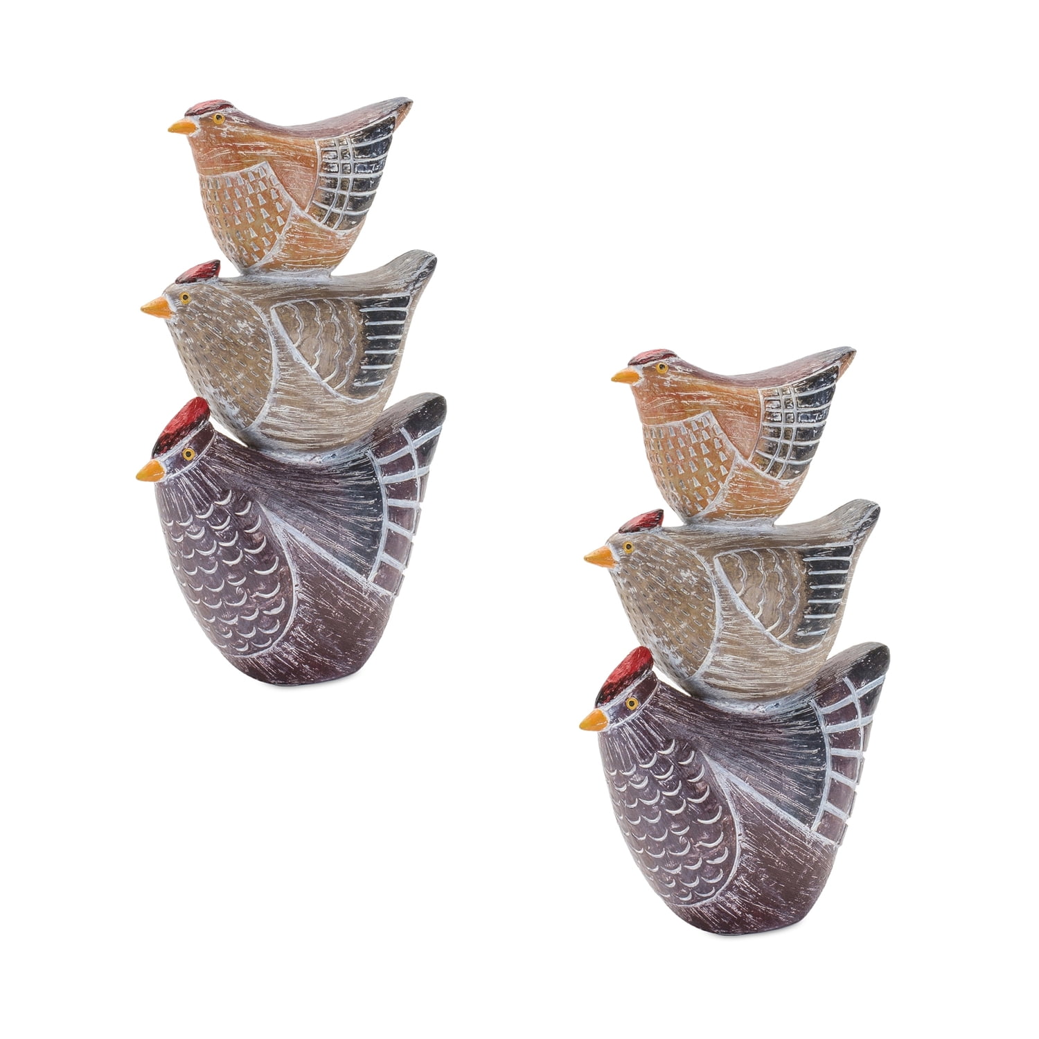 Melrose International Etched Chicken Stacking Figurine with Wood Grain ...