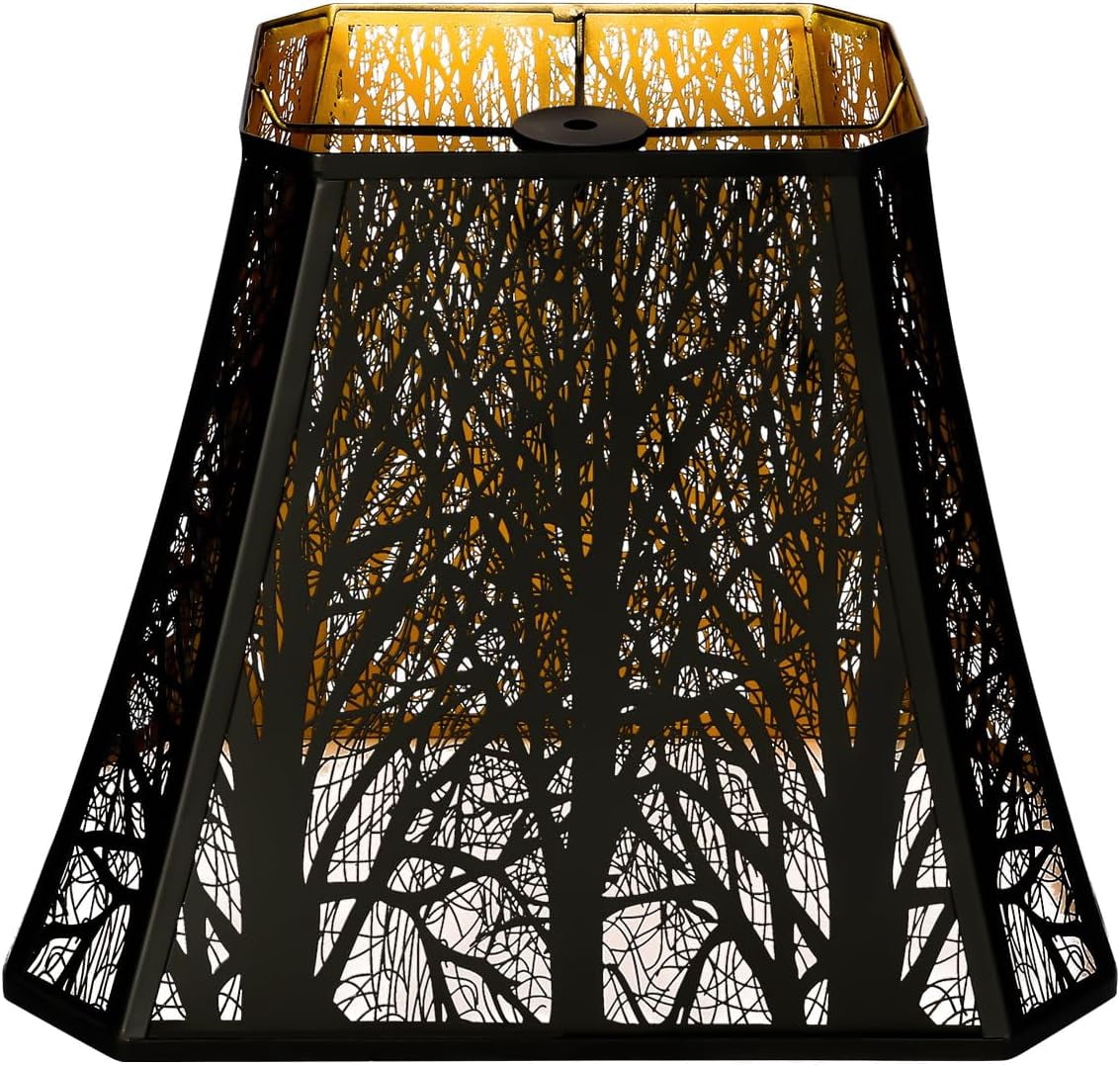 Etched Forest 𝐌𝐞𝐭𝐚𝐥 𝐋𝐚𝐦𝐩𝐬 𝐚𝐝𝐞 Rectangle Lamp Shade Fitter Floor Lamp ...