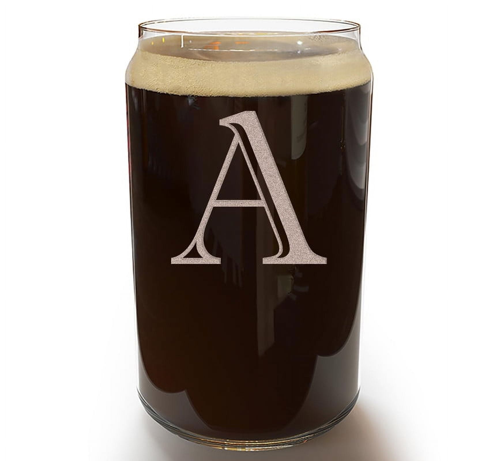 Etched Monogram 16oz Can Glass for Soda or Beer (Letter A), A-Z ...
