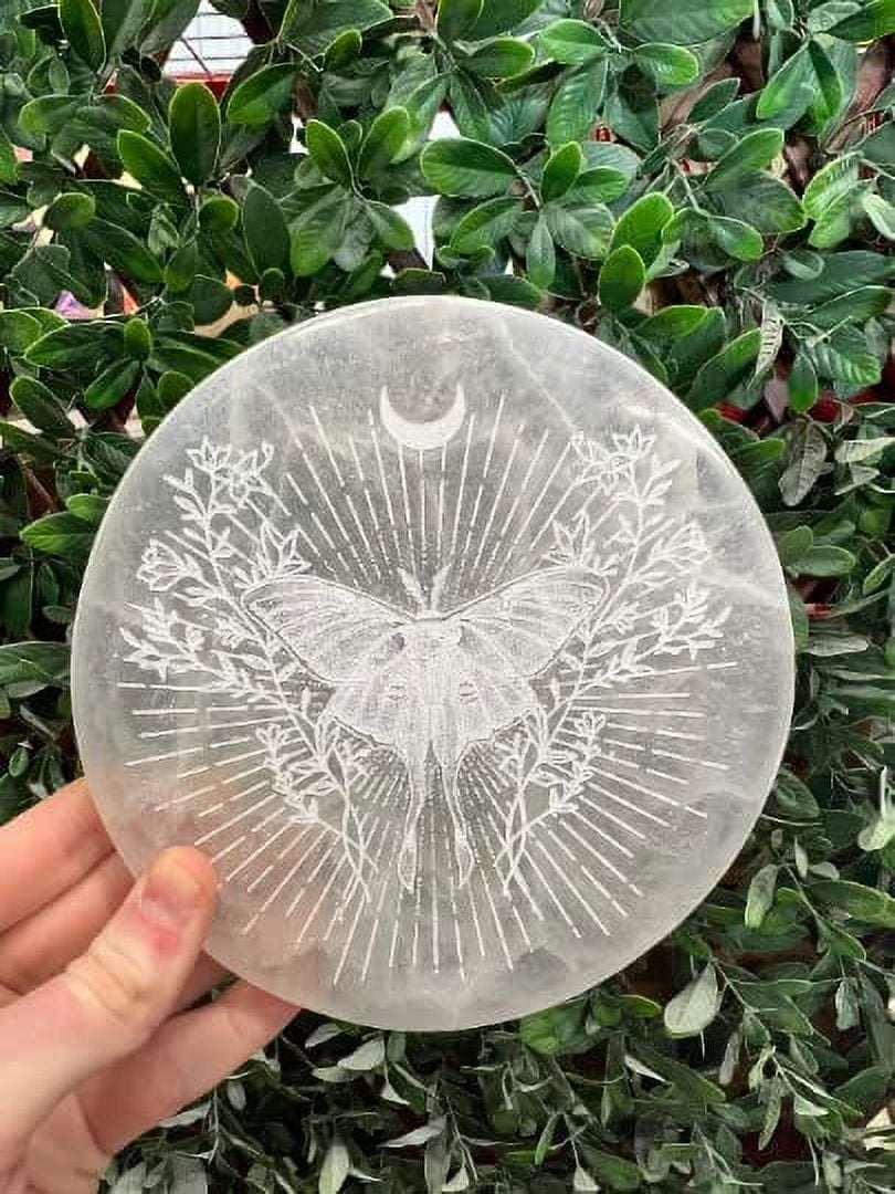 Etched Moth Selenite Charging Plate A1112 - Walmart.com