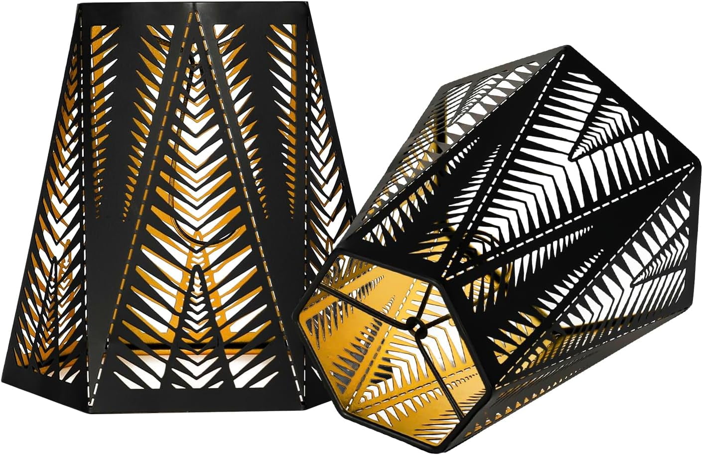 Etched Raindrop Metal Lampshade (Outer Black Inner Gold) Mini 3" X 6" X ...