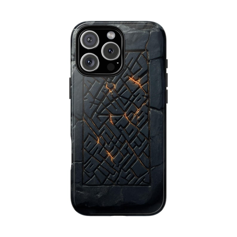 Etched Rune Norse Viking Rock Black Woven Stone Artistic Phone Case ...