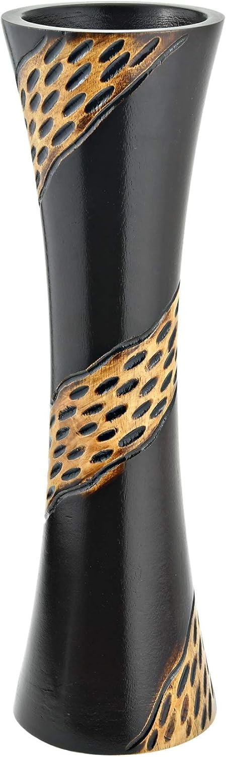 Etched Spiral Zebra Mango Wood Vase - Walmart.com