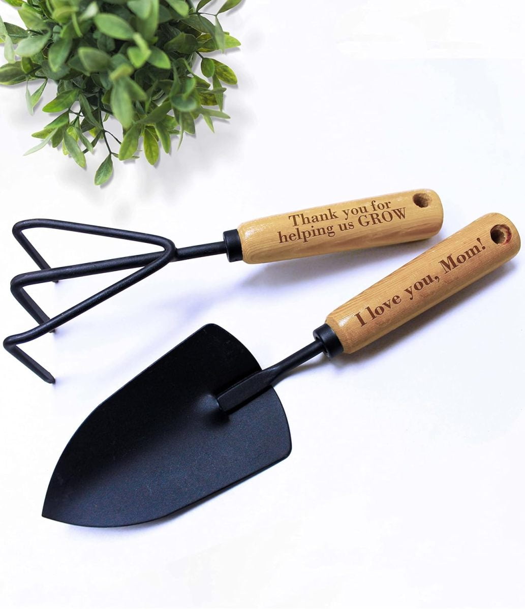 Etchey Personalized Custom Garden Shovel Trowel Tools Set with Engraved ...