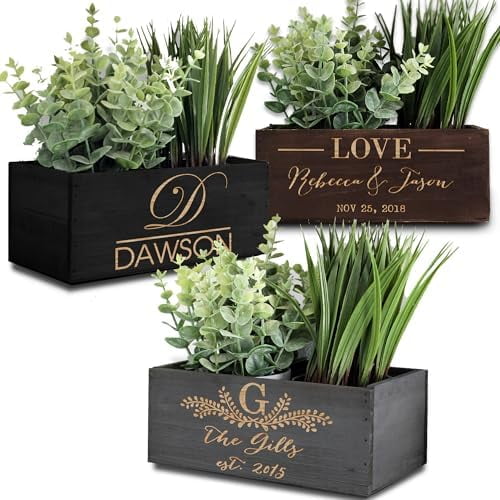 Etchey Personalized Wood Planter Box, Wooden Flower Pot, Name Boxes ...