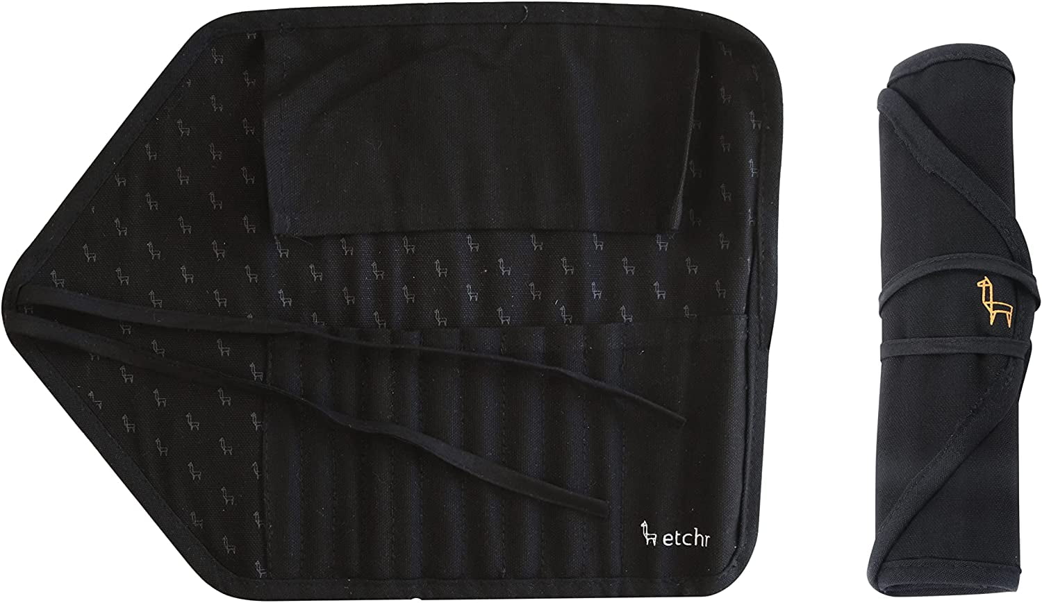 Etchr Roll-Up Brush Pouch - Black - Walmart.com