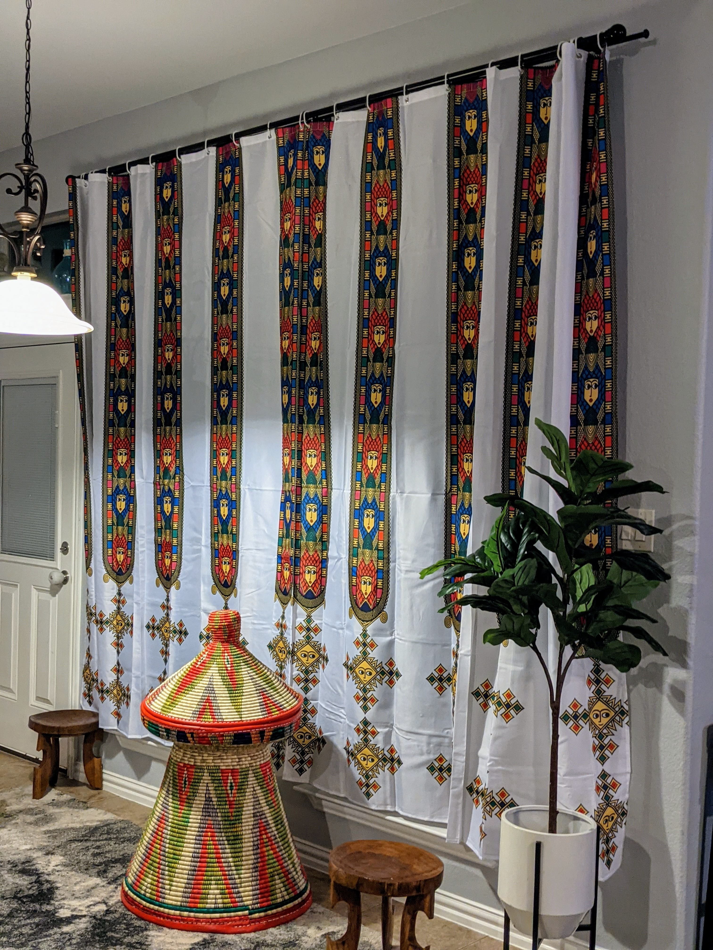 Etege Ethiopian House Art Deco White Tebeb Ethiopian Art Curtain Sets ...