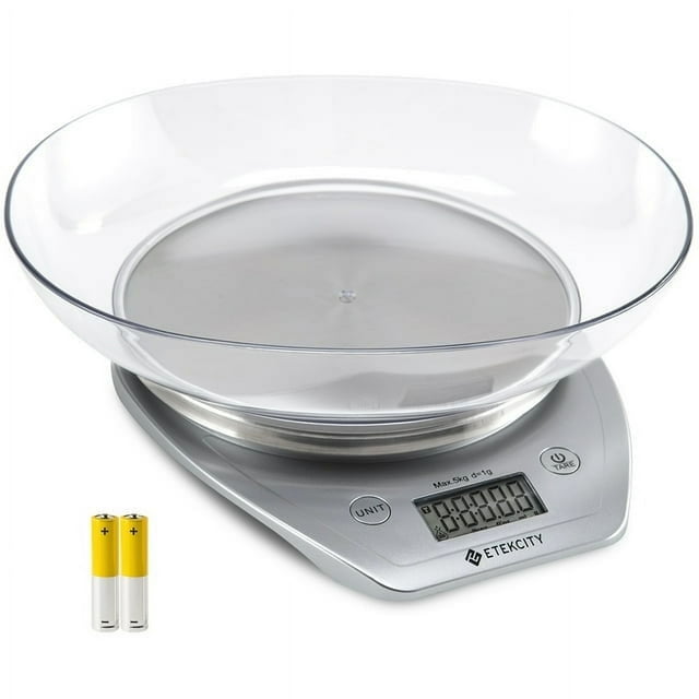 Etekcity Kitchen Scale, Digital Food Scale, with Removable Bowl, Silver ...