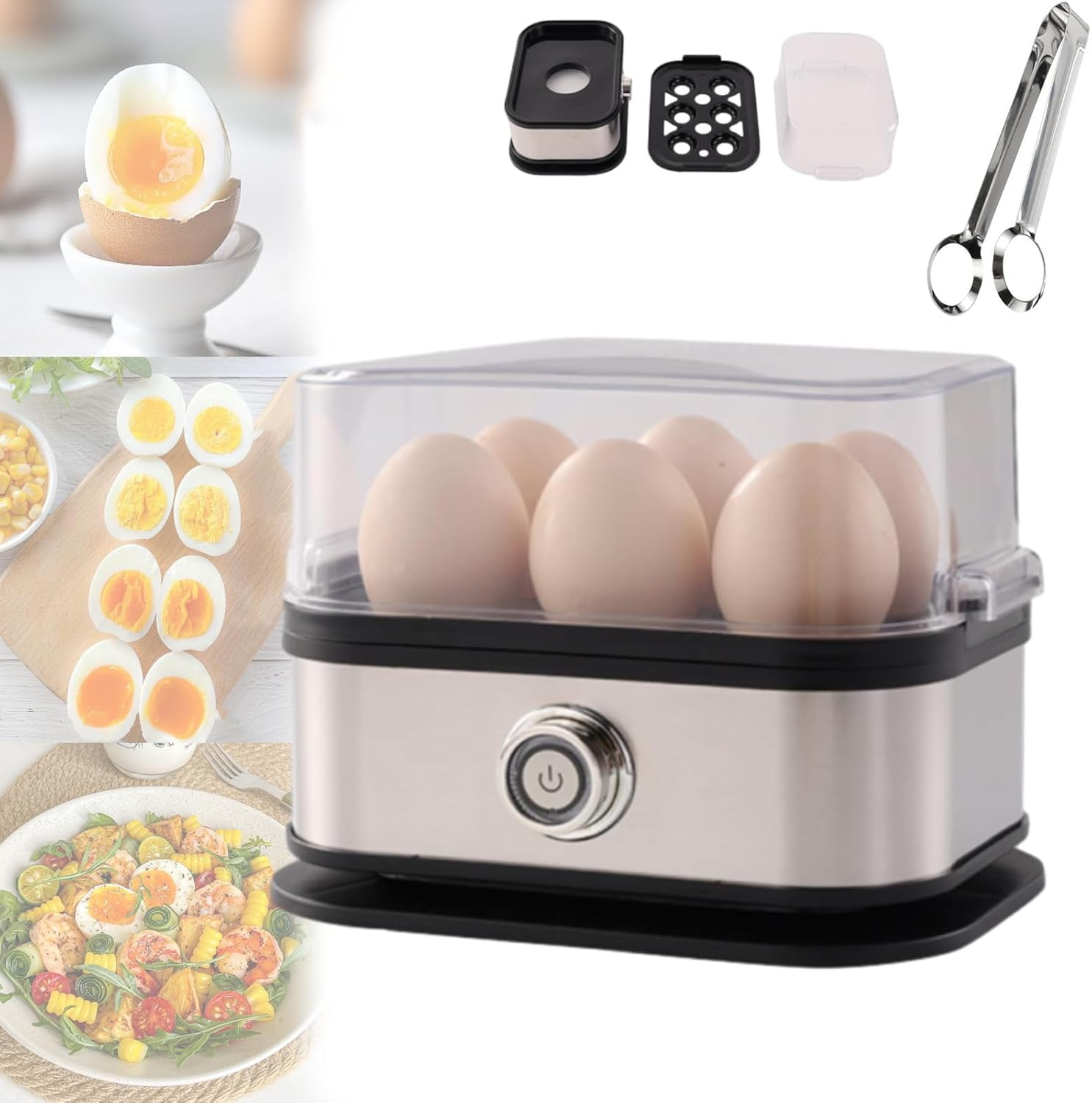 Etercitenal Smart Egg Cooker with Auto Shut Off, Electric Rapid Egg Boiler for 6 Eggs, Multi ...